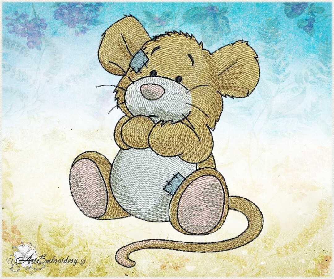 Vole Machine Embroidery Design: Old Toy Mouse for Babies (4x4 and 5x7 ...