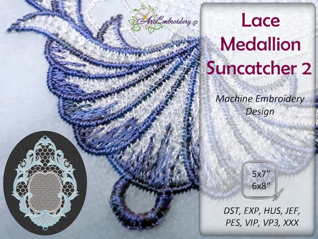 Lace Medallion Suncatcher: Machine Embroidery Design (5x7" & 6x8") - Etsy