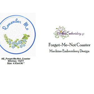Forget-me-not Coaster This Words "remember Me" Machine Embroidery In ...