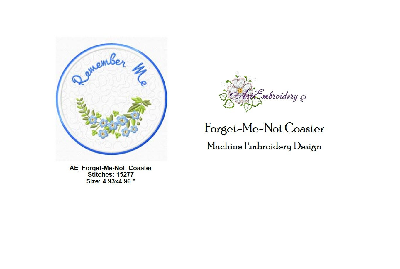 Forget-me-not Coaster This Words "remember Me" Machine Embroidery In ...