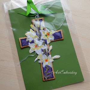 FSL Easter Lily Cross - Machine Embroidery Freestanding Lace Design in ...