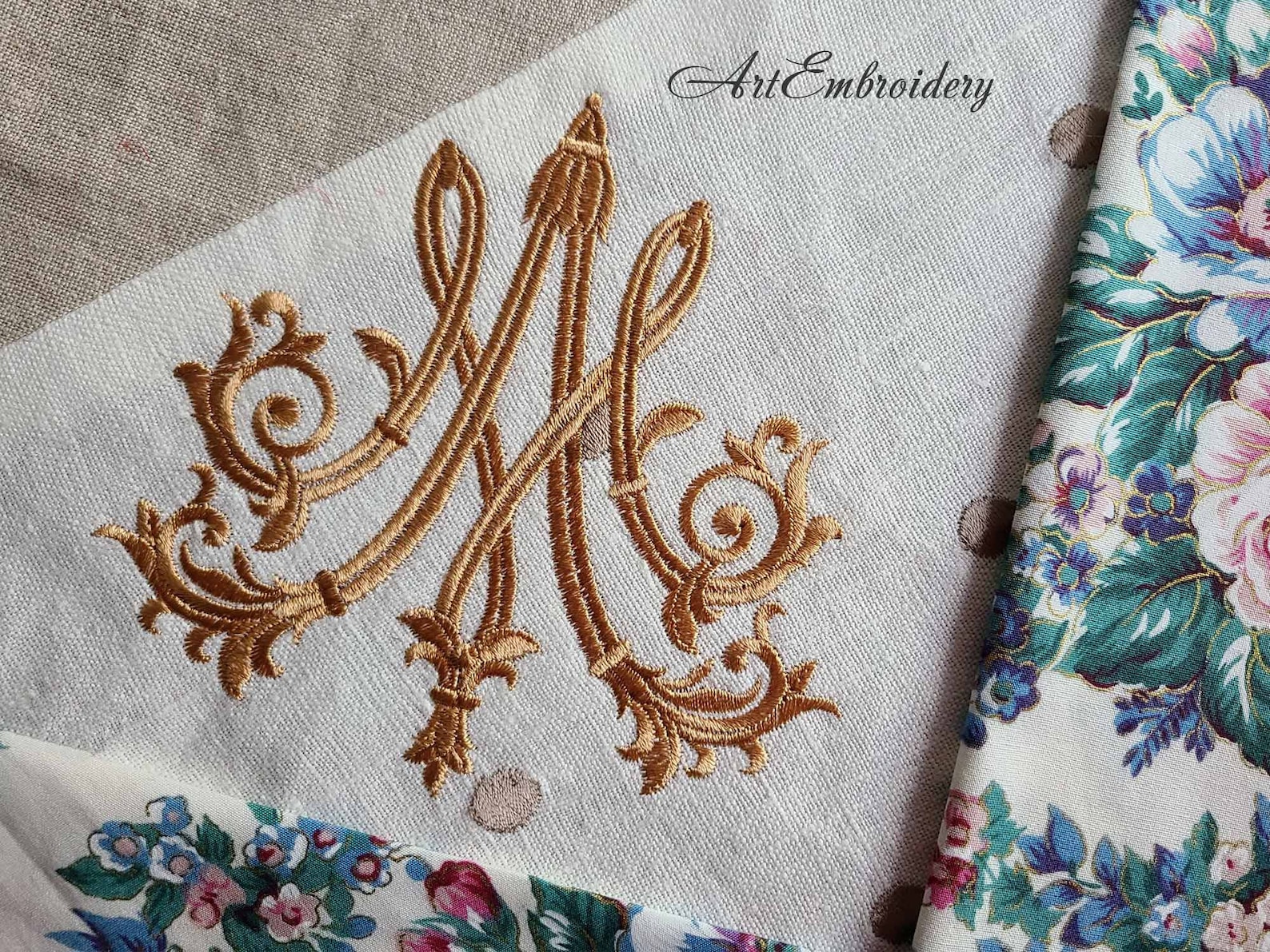 Marie Antoinette Monogram: MA Initials Machine Embroidery Design ...