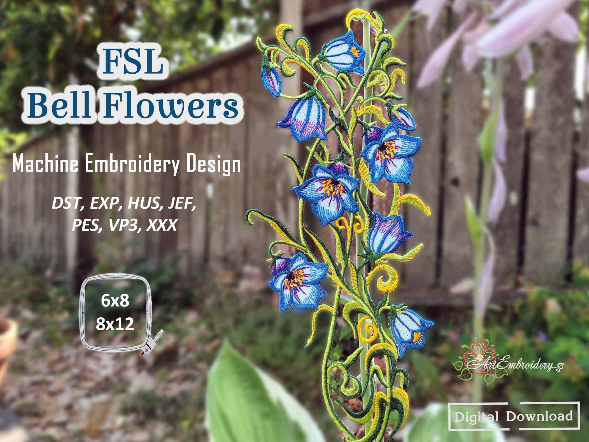 FSL Bell Flowers Machine Embroidery Design: Lace Project (6x8, 8x12 ...
