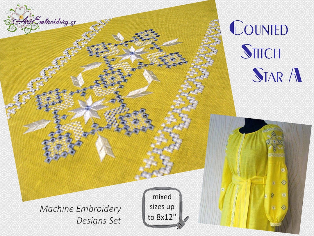 Counted Stitch Star A - Machine Embroidery Set of Single and Assembled ...