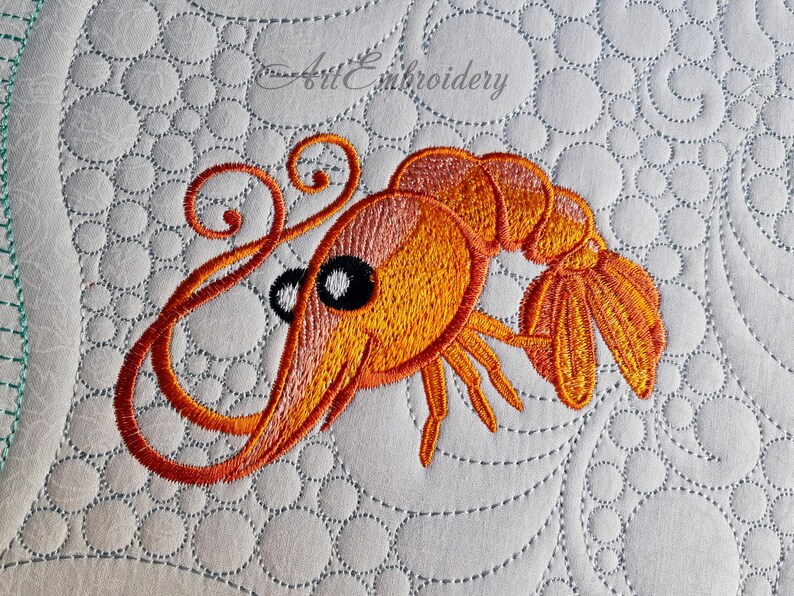 Shrimp Machine Embroidery Design in 2 Sizes | Etsy