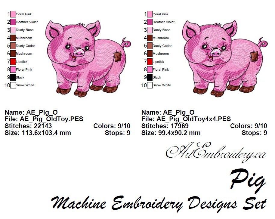 Pig - Machine Embroidery Designs Set for a Babies and Children of a ...