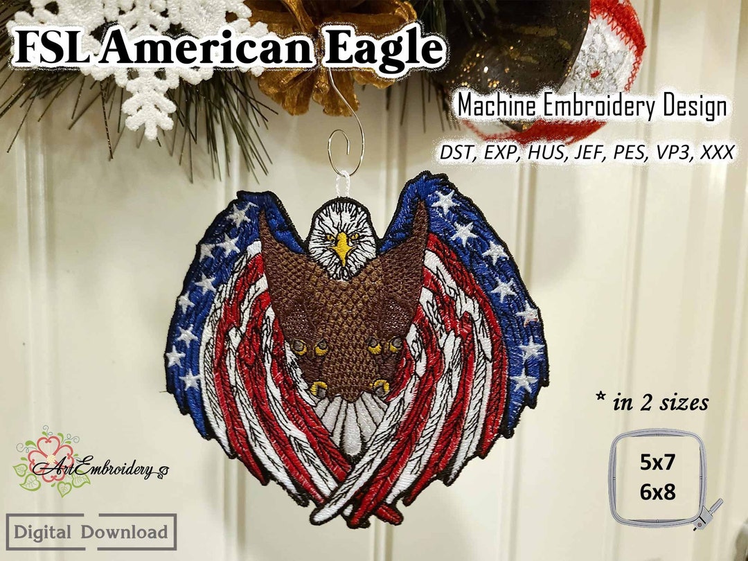 FSL American Eagle Embroidery Design: Patriotic Lace Ornament (digital ...