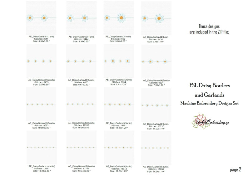 FSL Daisy Borders and Garlands: Machine Embroidery Designs (digital ...