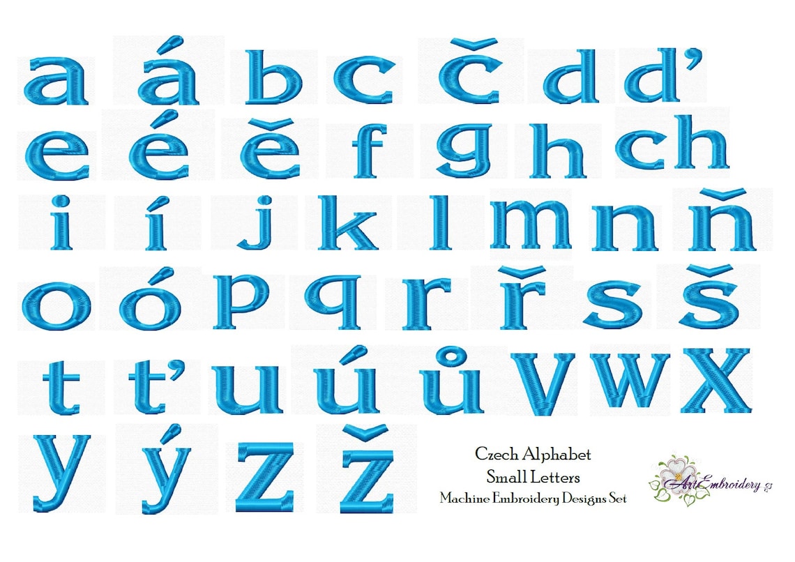 Czech Alphabet Machine Embroidery Designs Set of 42 Letters - Etsy Canada