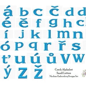 Czech Alphabet Machine Embroidery Designs: 2" & 3" Letters (4x4 Hoop ...