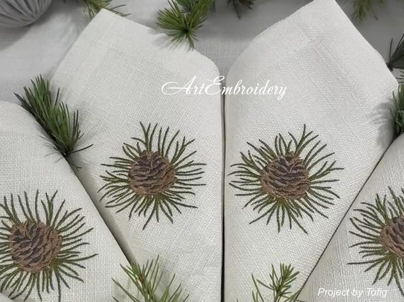 Pine Cones Set - 3 Machine Embroidery Designs, 2-3 Sizes, Hoop 4x4 up ...