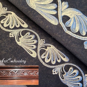 Сarved Flower Wave - Machine Embroidery Endless Border Design for Hoop ...