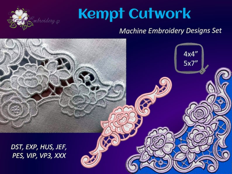 Kept Floral Cutwork - Machine Embroidery Designs, Corner & Insert ...