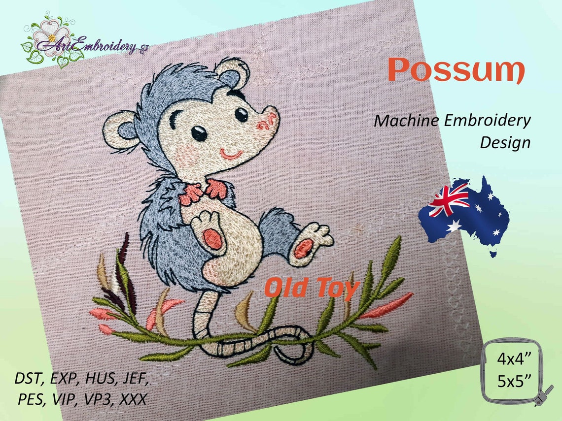Possum Old Toy Machine Embroidery Design in Two Sizes for - Etsy