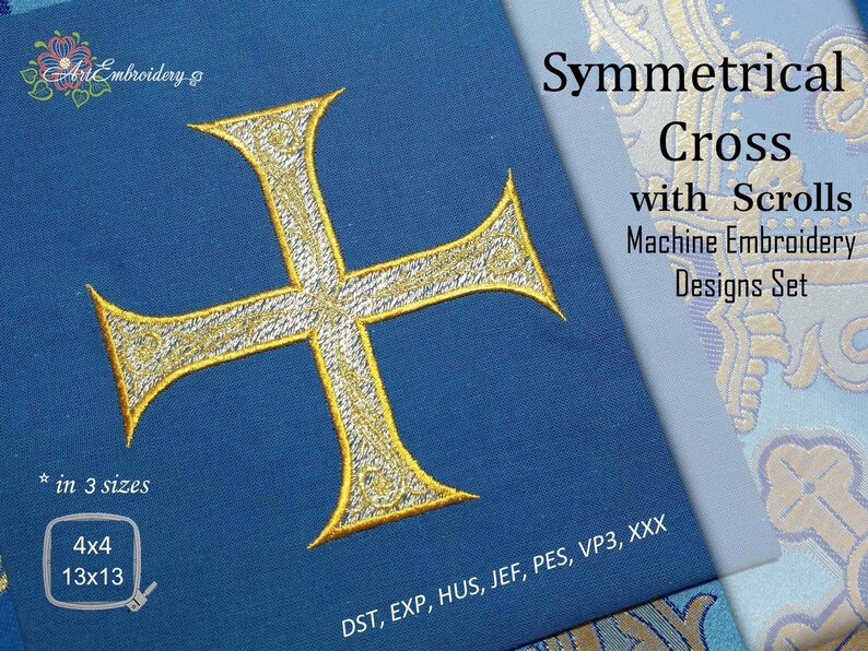 Symmetrical Cross Machine Embroidery Design: Christian Religious Symbol ...