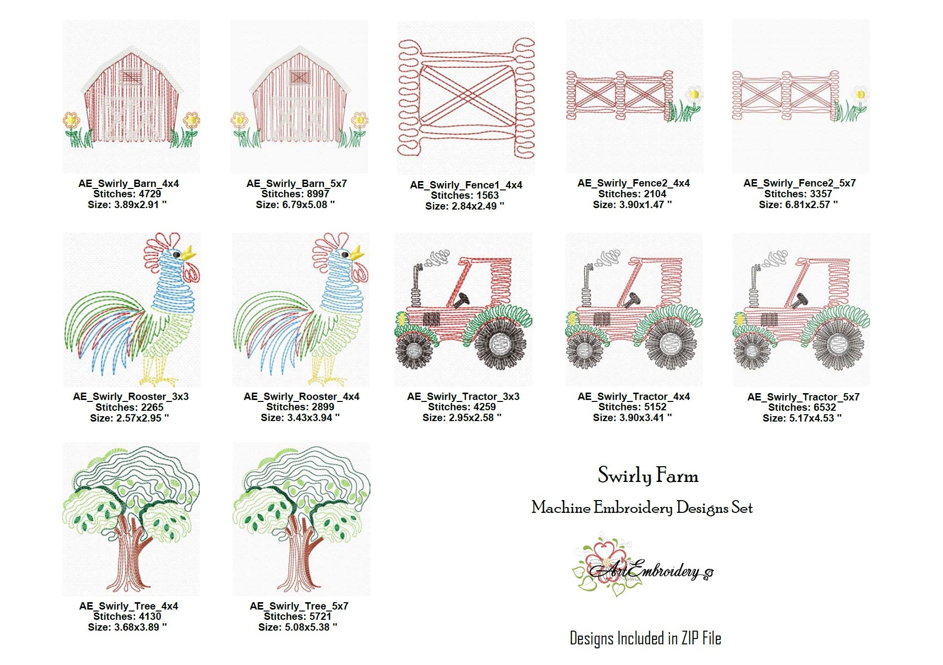 Swirly Farm Machine Embroidery Farm and Cottage Core Designs | Etsy