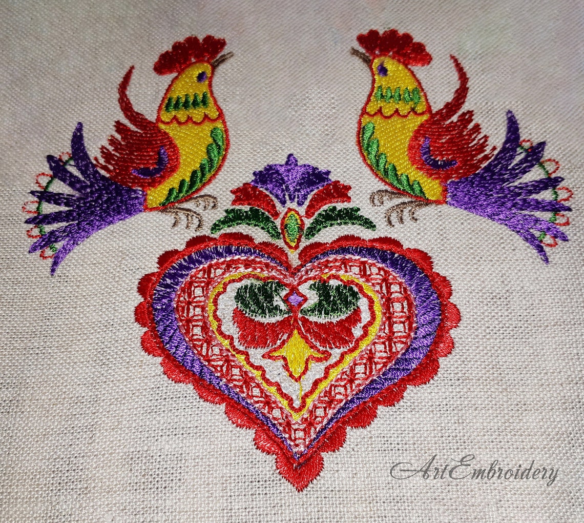Moravian-slovakian Heart - Machine Embroidery Design in Three Sizes - Etsy