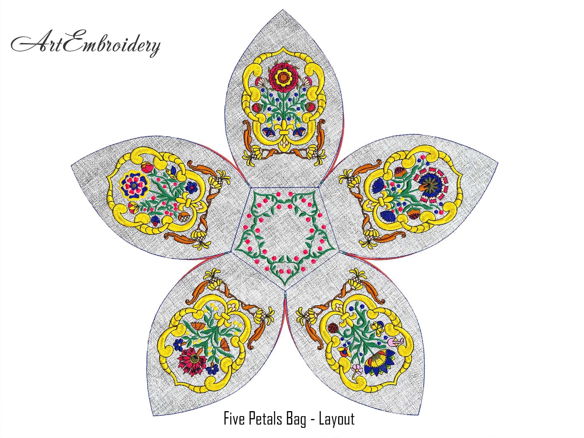Five Petals Bag Machine Embroidery Designs Set for hoop | Etsy
