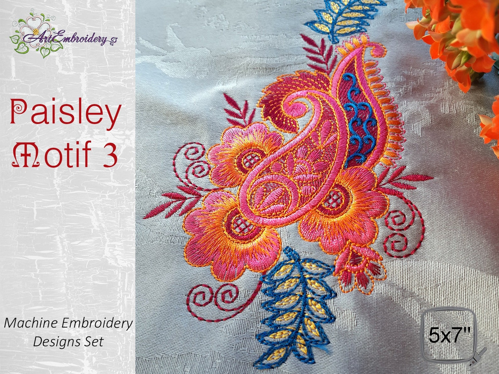 Paisley Motif 3 - Machine Embroidery Designs Set for Hoop 5x7" - Etsy
