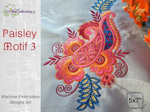 Paisley Motif 3 Machine Embroidery Designs Set for Hoop | Etsy