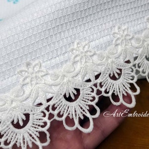 Floral Lace Trim: FSL Machine Embroidery Border Design (digital ...