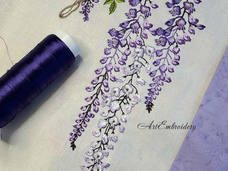 Wisteria Hanging Clusters Set 2 Machine Embroidery Botanical - Etsy