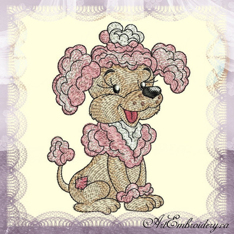 Pink Poodle Girl Machine Embroidery Designs Set for a Babies | Etsy