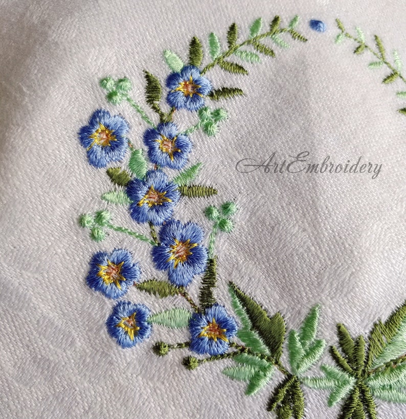 Forget-me-not Wreath Machine Embroidery Designs Set in Two Sizes for ...