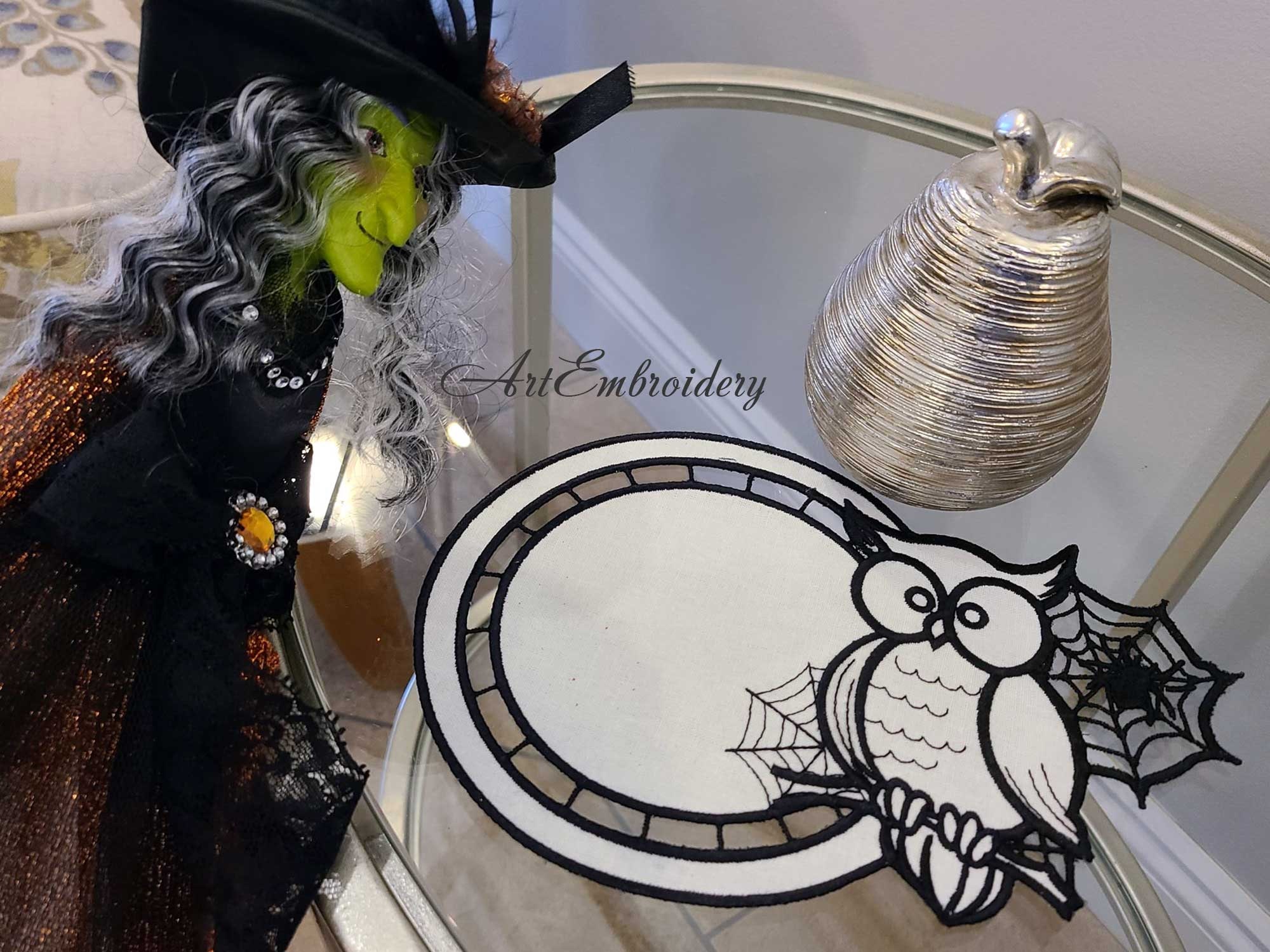 Halloween Owl Cutwork Doily Machine Embroidery In-the-hoop - Etsy