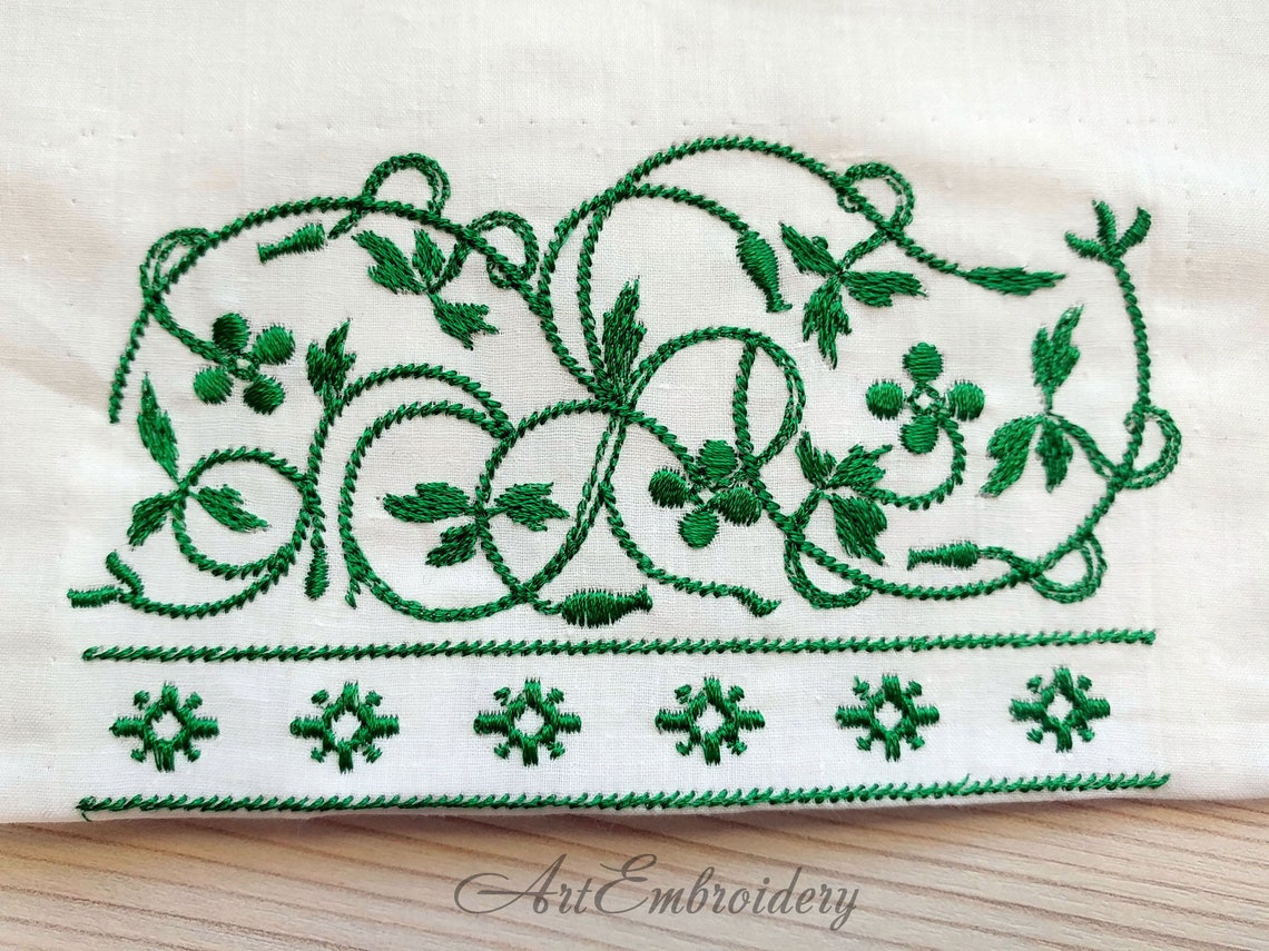 Lady in Green Blackwork Collar Machine Embroidery Designs | Etsy