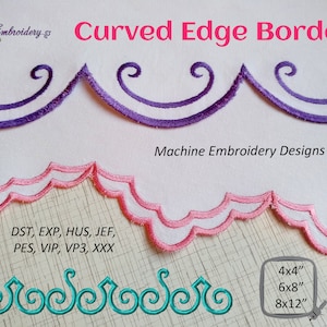 Curved Edge Machine Embroidery Border Designs: Cutwork Set (4x4 to 8x12 ...