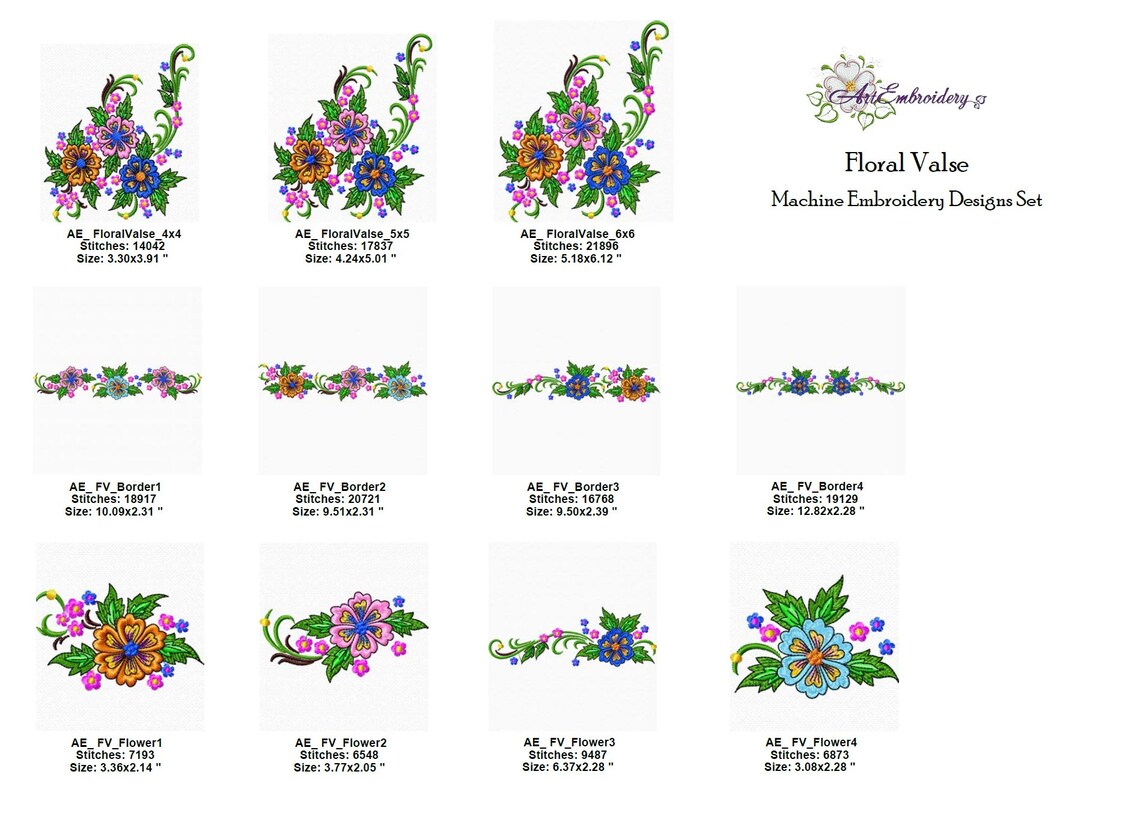 Floral Valse Waltz Machine Embroidery Designs Set for hoop | Etsy