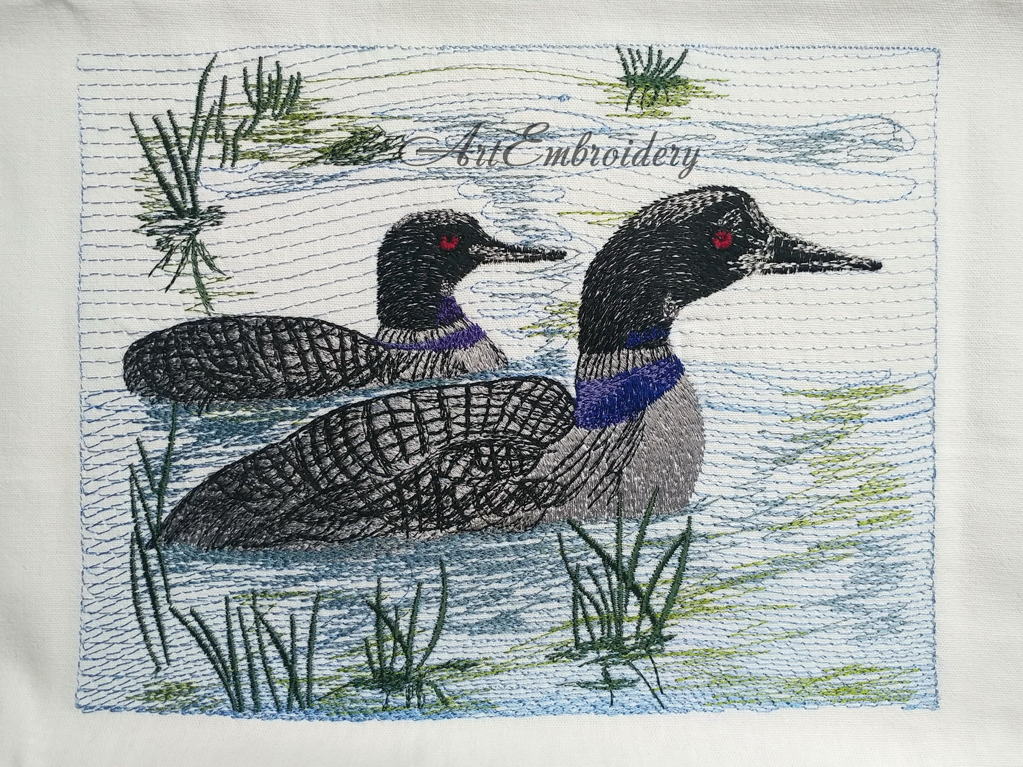 The Loon's Family Realistic Machine Embroidery Design in 2 Sizes - Etsy