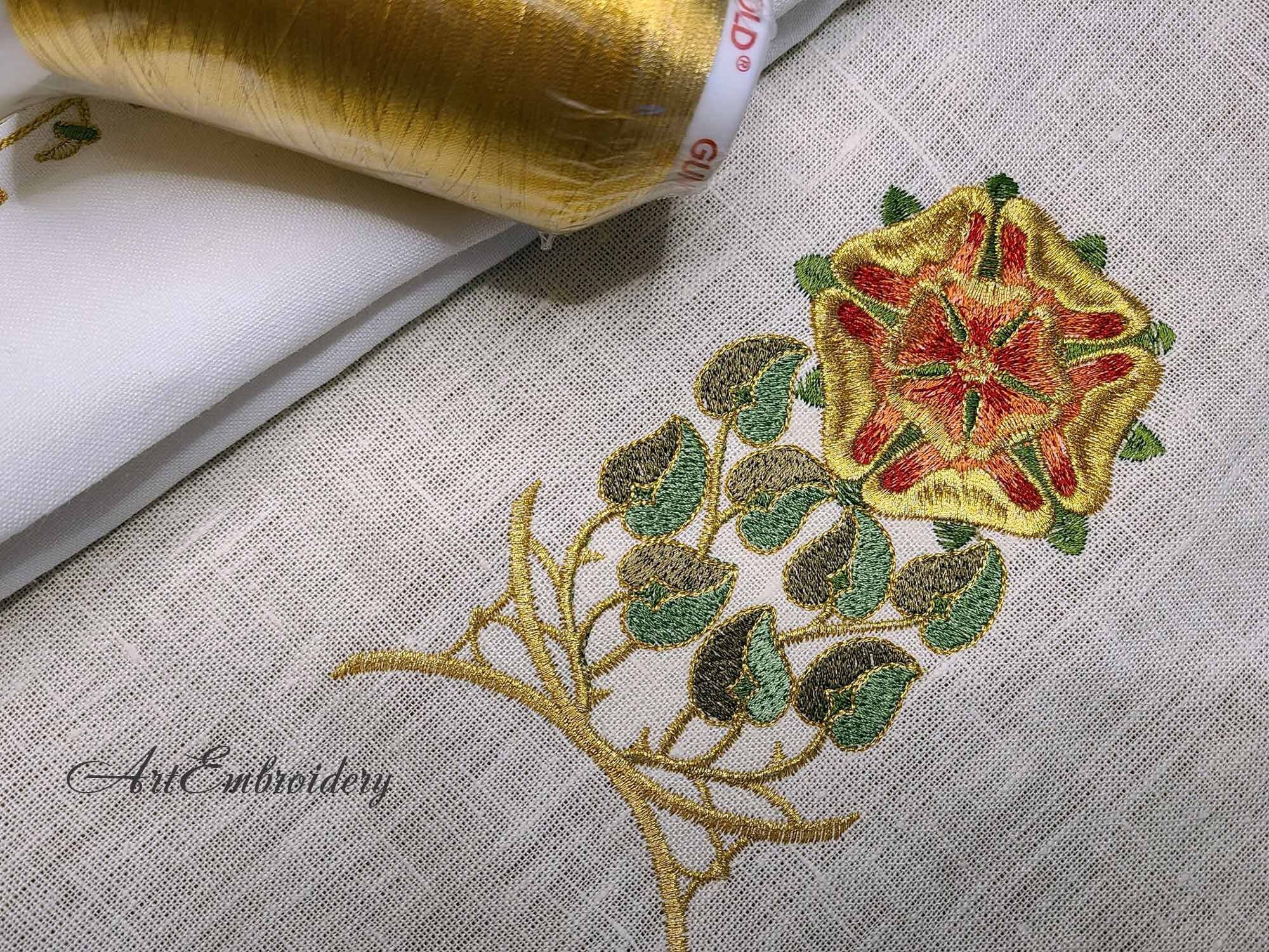 Tudor Rose Stole Border: Historical Machine Embroidery Design (5x7 to ...