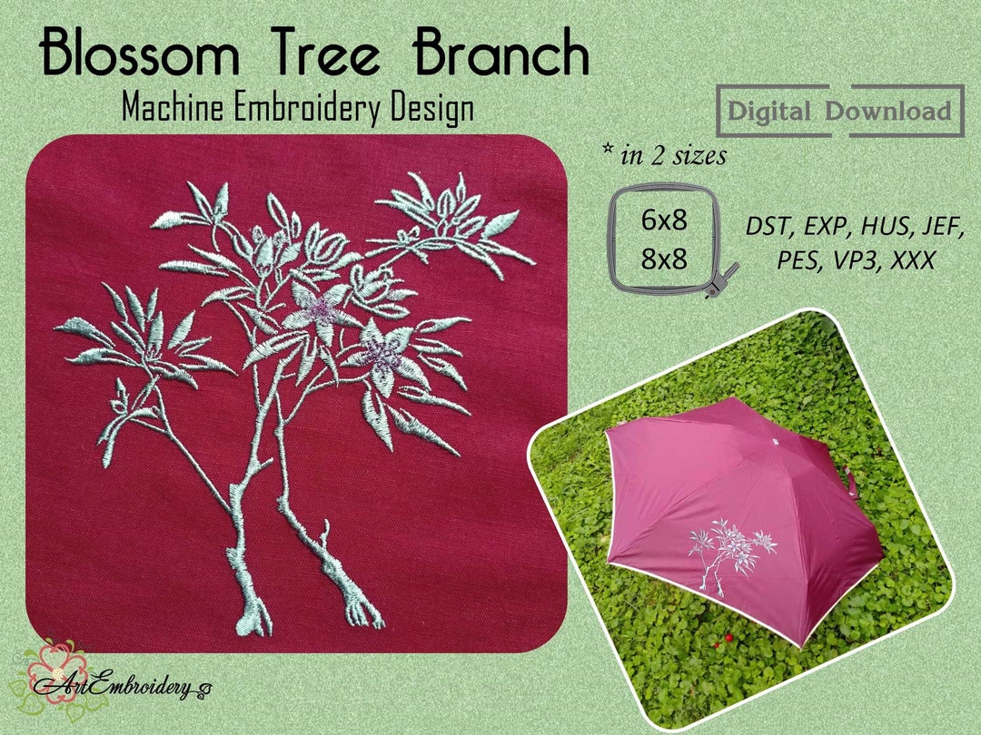 Blossom Tree Branch - Machine Embroidery Design in 2 Sizes for Hoop 6x8 ...