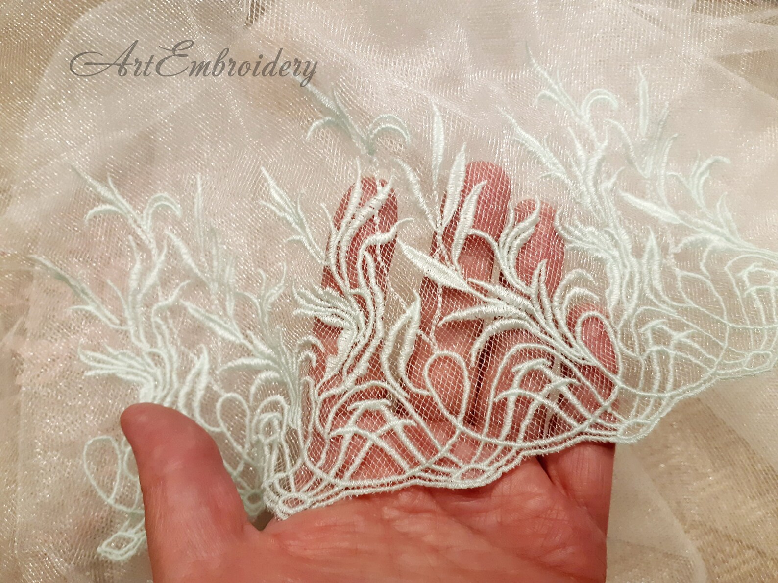 Illusion Leaves Tulle Borders - Machine Embroidery Designs Set in 2 ...