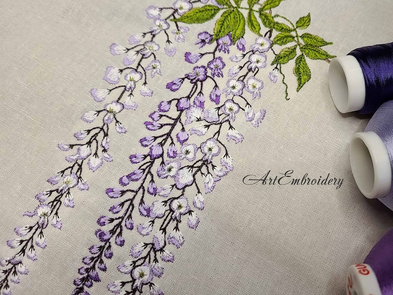 Wisteria Hanging Clusters Set 3 Machine Embroidery Botanical - Etsy