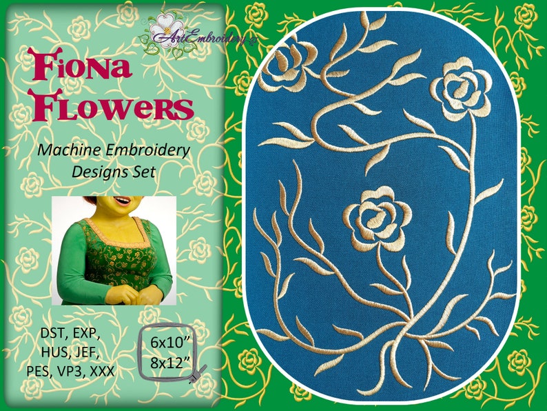 Fiona Flowers Machine Embroidery Designs Set in 2 Sizes | Etsy