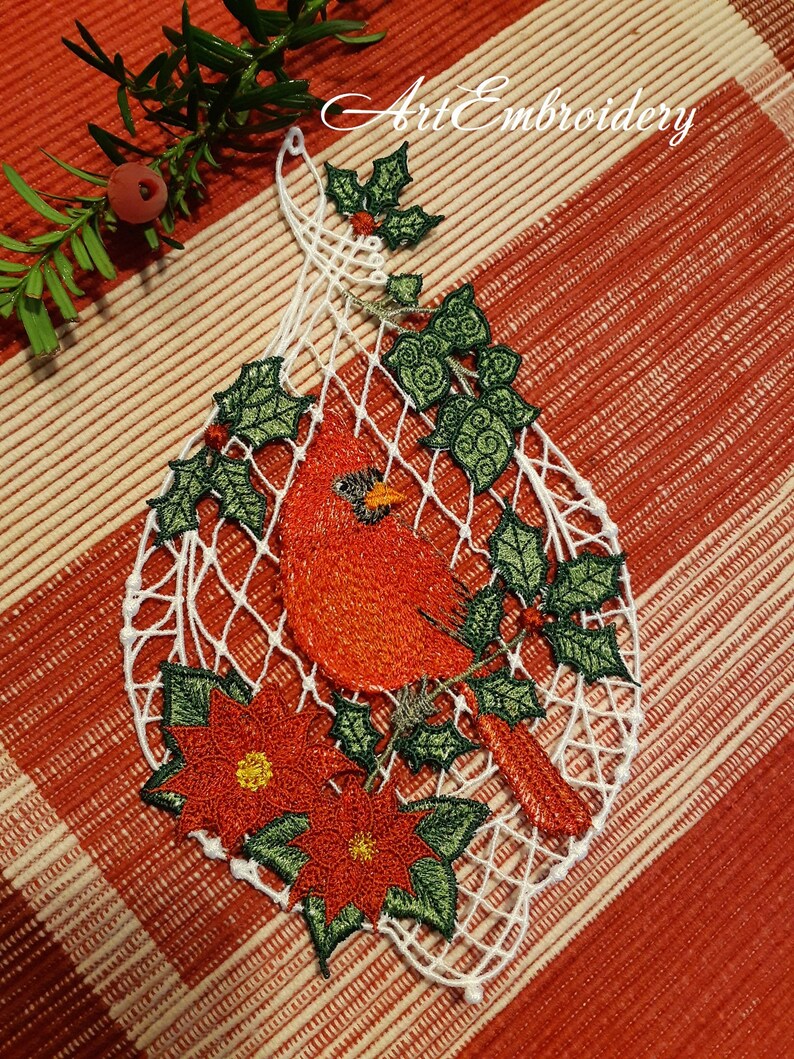 FSL Cardinal Machine Embroidery Freestanding Lace Christmas | Etsy Canada