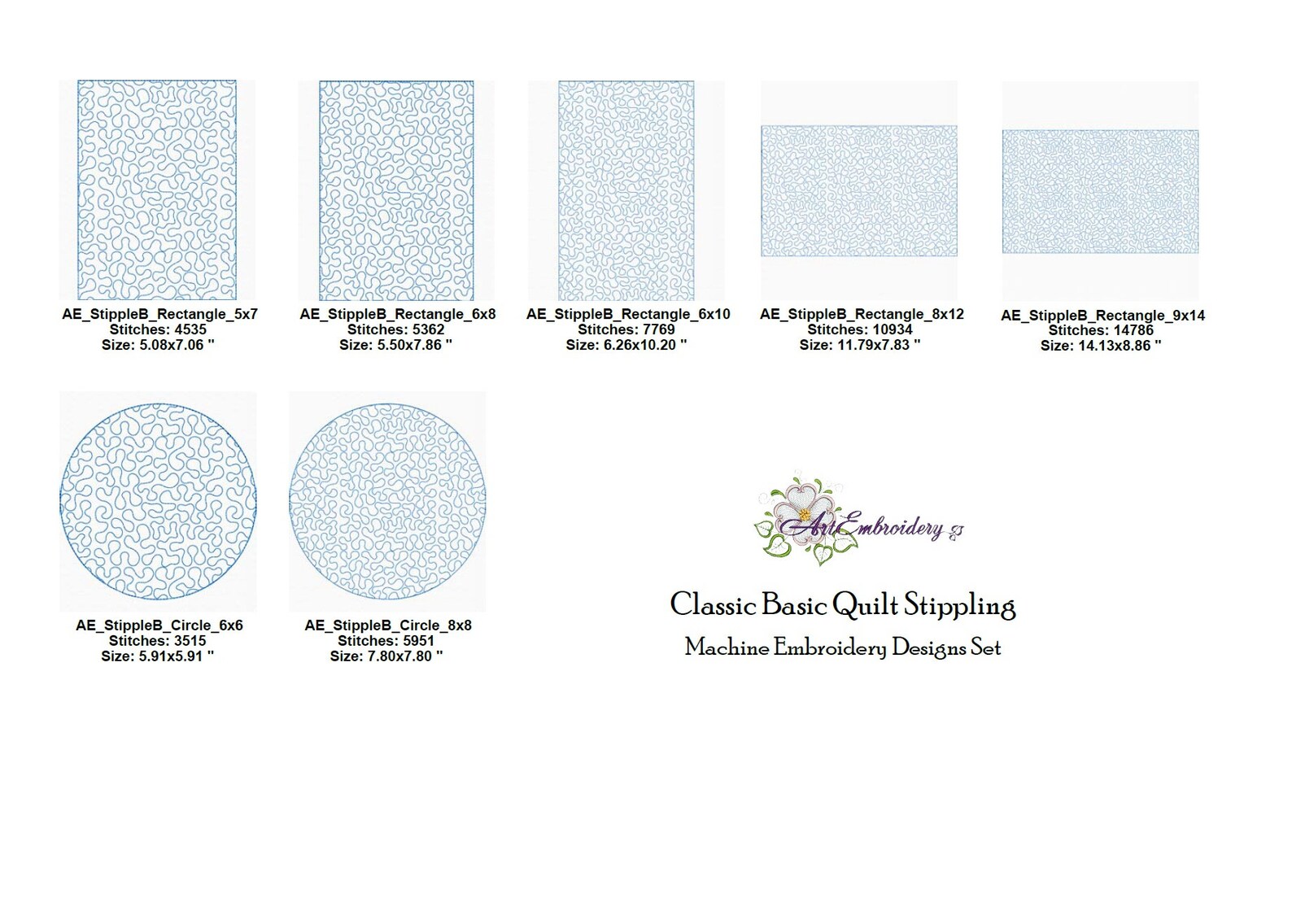 Classic Basic Quilt Stippling Machine Embroidery Designs Set - Etsy