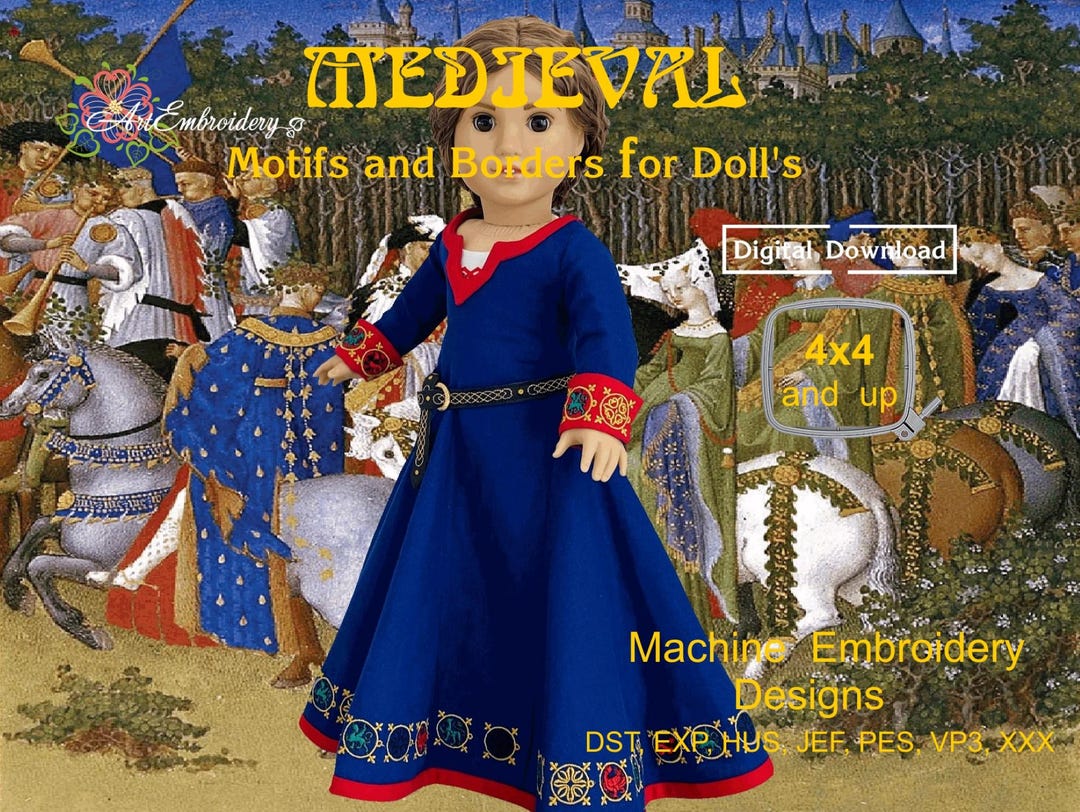 Medieval Doll Outfit Embroidery Designs: Historical Motifs (4x4 to 7x12 ...