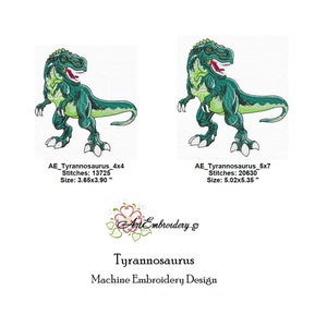 Tyrannosaurus - Machine Embroidery Dinosaur Design in 2 Sizes for Hoop ...