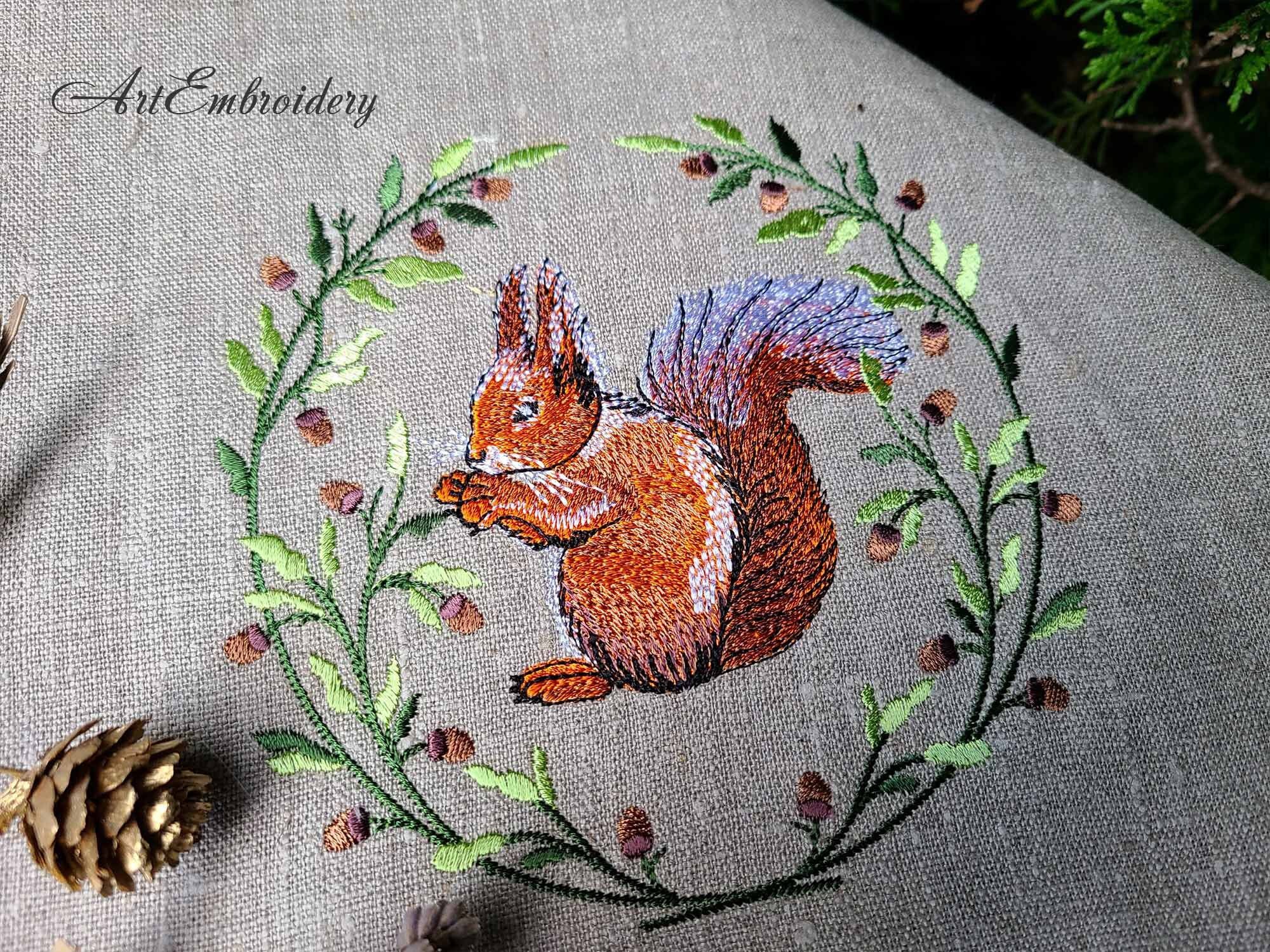 Forest Squirrel Machine Embroidery Woodland Animal - Etsy