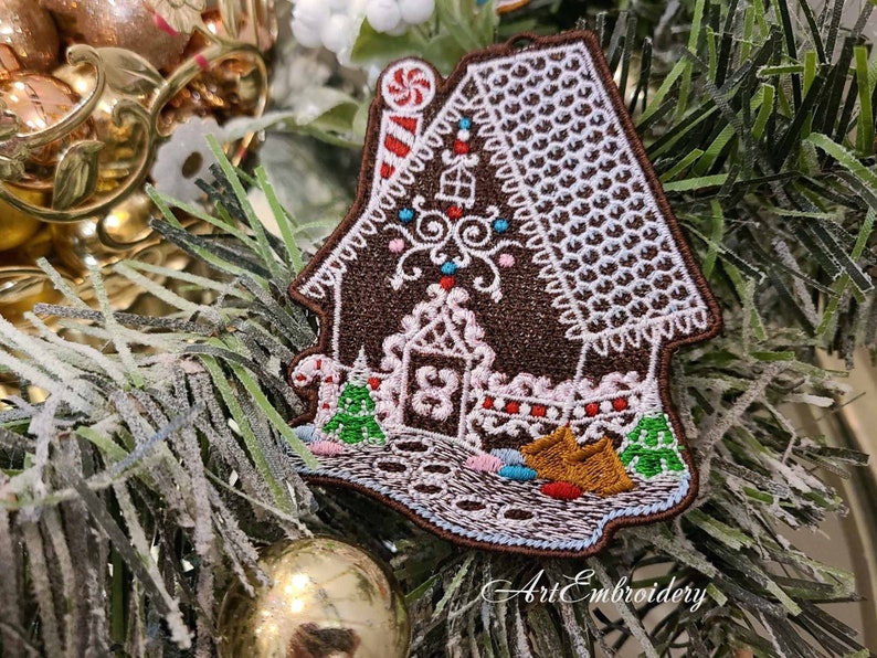 FSL Chocolate Gingerbread House: Machine Embroidery Lace Design (4x4 ...