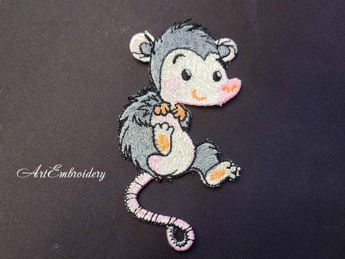 FSL Baby Possum Machine Embroidery Design: ITH Lace Project (4x4
