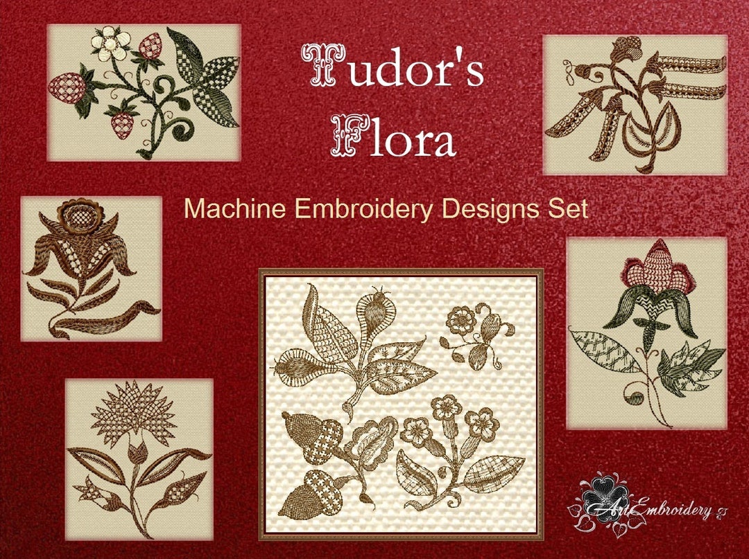 Tudor's Flora - Colored and Monochrome Blackwork (BW) Machine ...