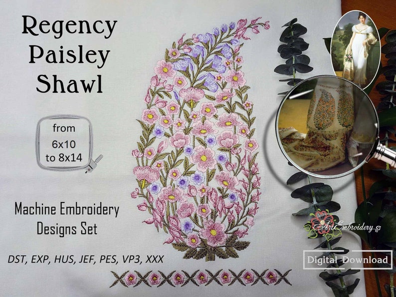 Regency Paisley Shawl Machine Embroidery Designs Set in 2 - Etsy