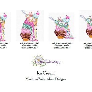 Ice Cream - Machine Embroidery Food Designs Set of Two Designs in Two ...