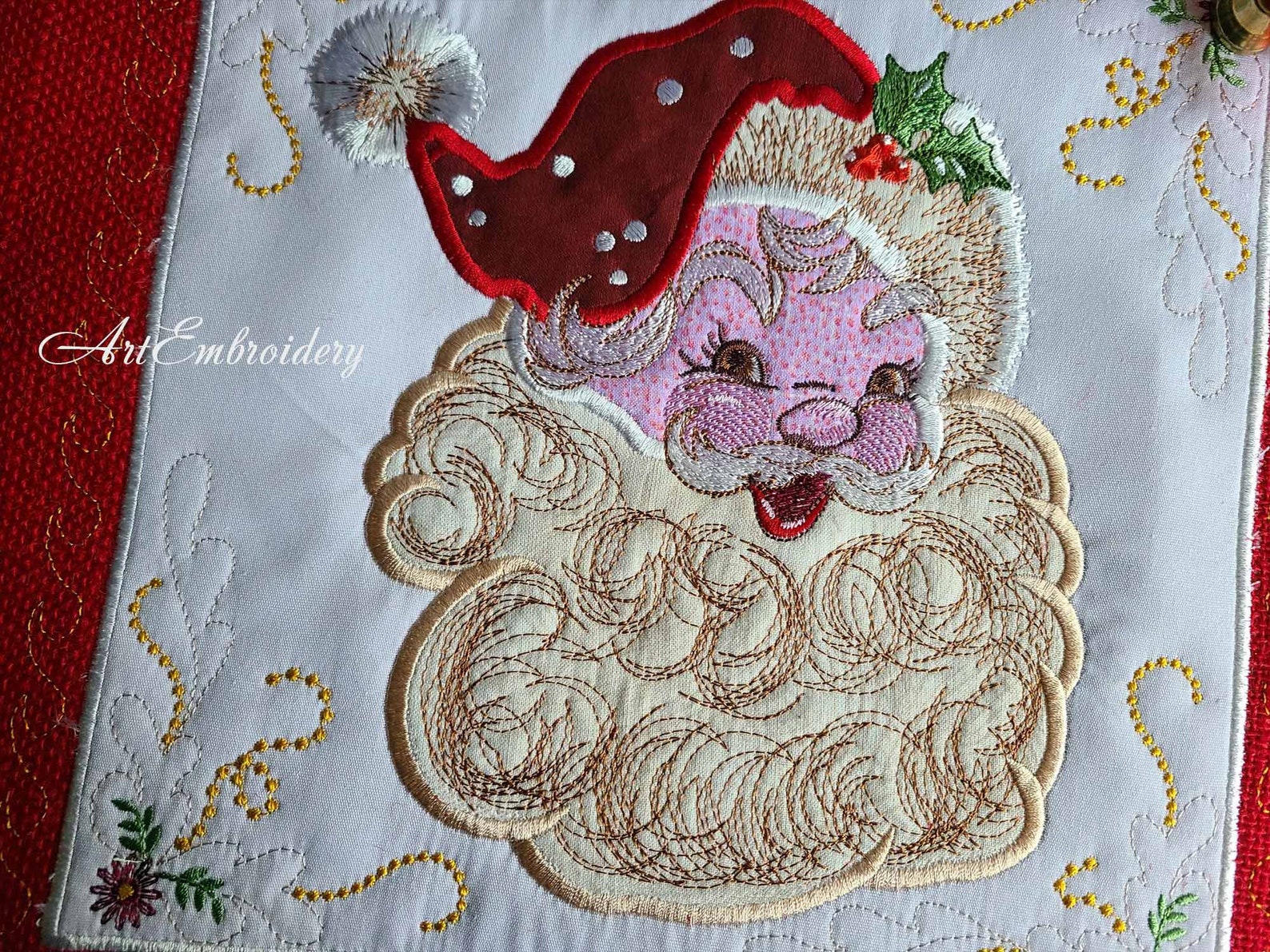 Santa Block and Applique Patch Machine Embroidery Quilt - Etsy