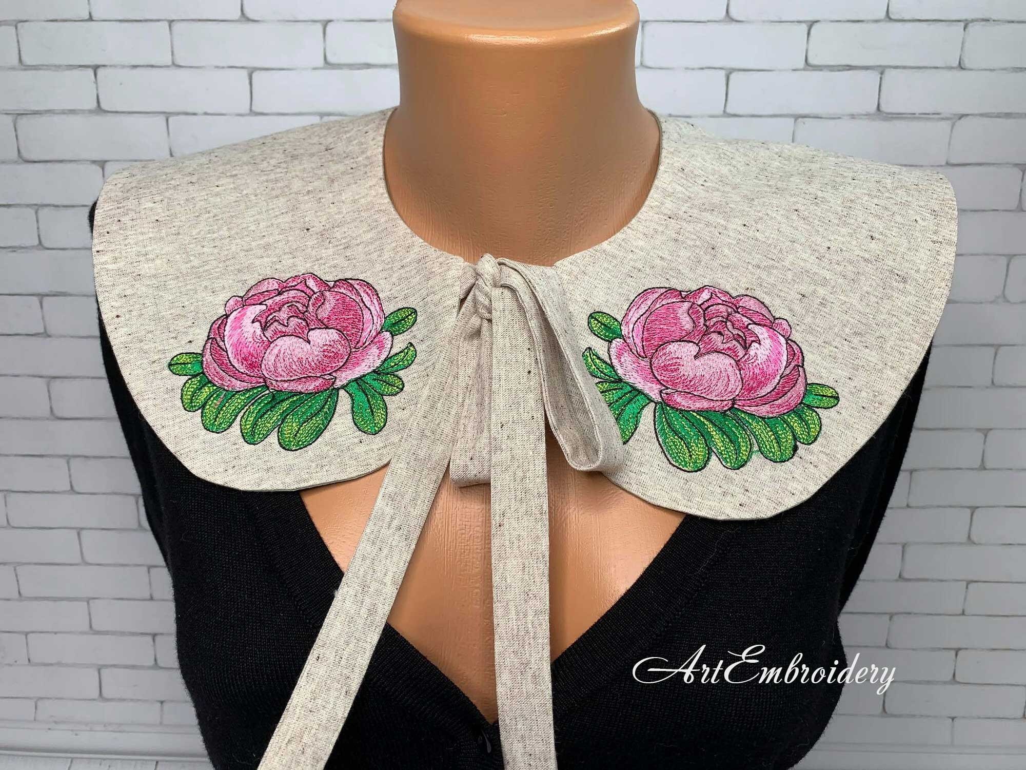 Peony and Check - Machine Embroidery Design in Few Variations for Hoop ...